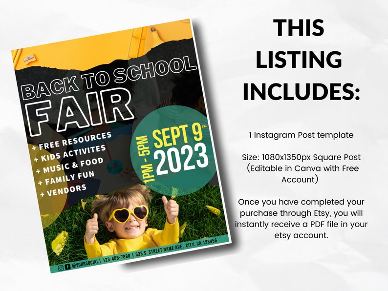 Back to School Flyer, DIY Flyer, School Flyer, Canva Template, Supply ...