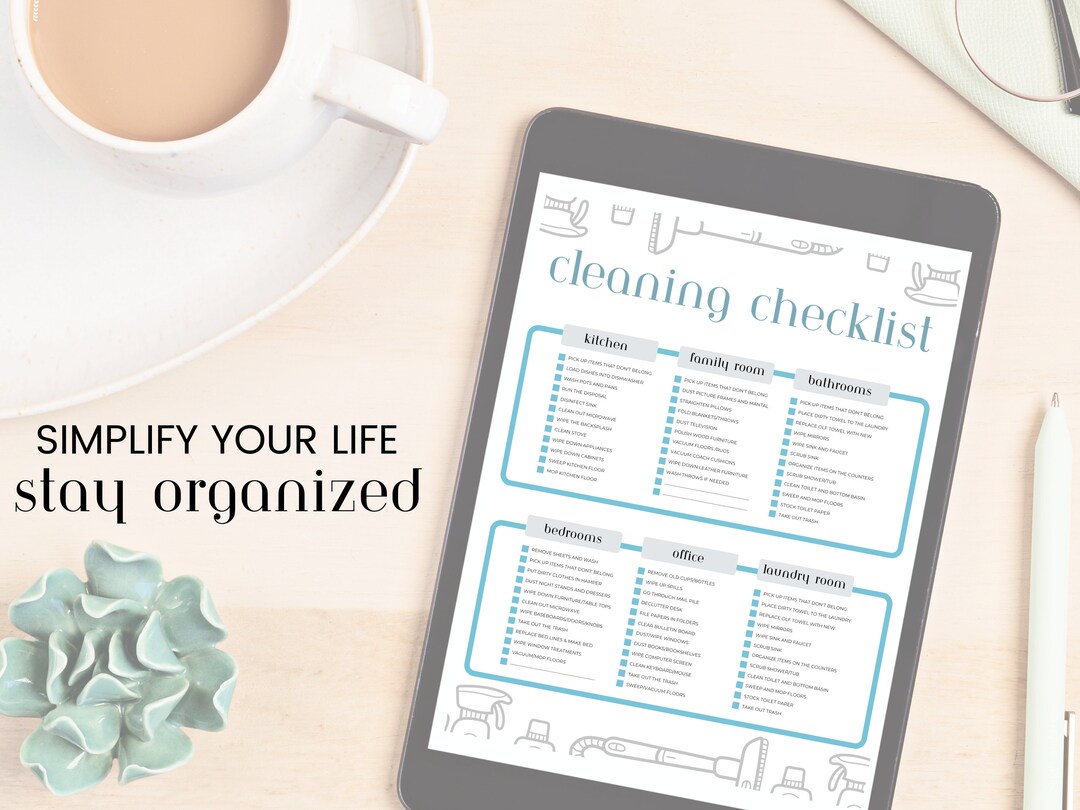 Simple Cleaning Checklist, Easy Cleaning List, Deep Cleaning Checklist ...