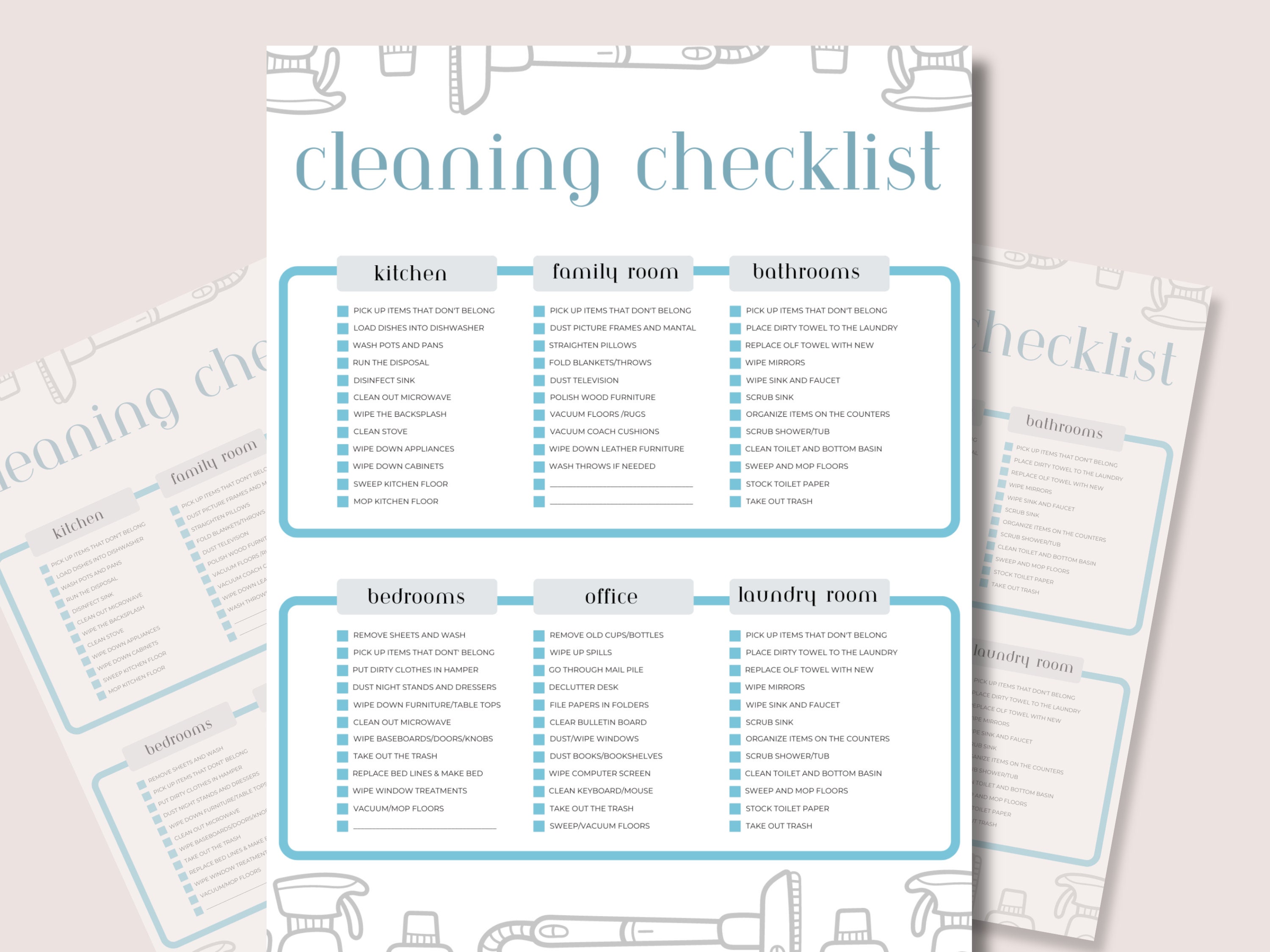 Simple Cleaning Checklist, Easy Cleaning List, Deep Cleaning Checklist ...