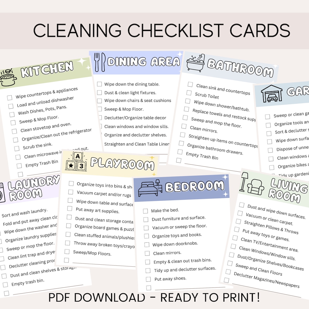 Kids Cleaning Cards, Cleaning Cards, Family Cleaning List, Cleaning ...