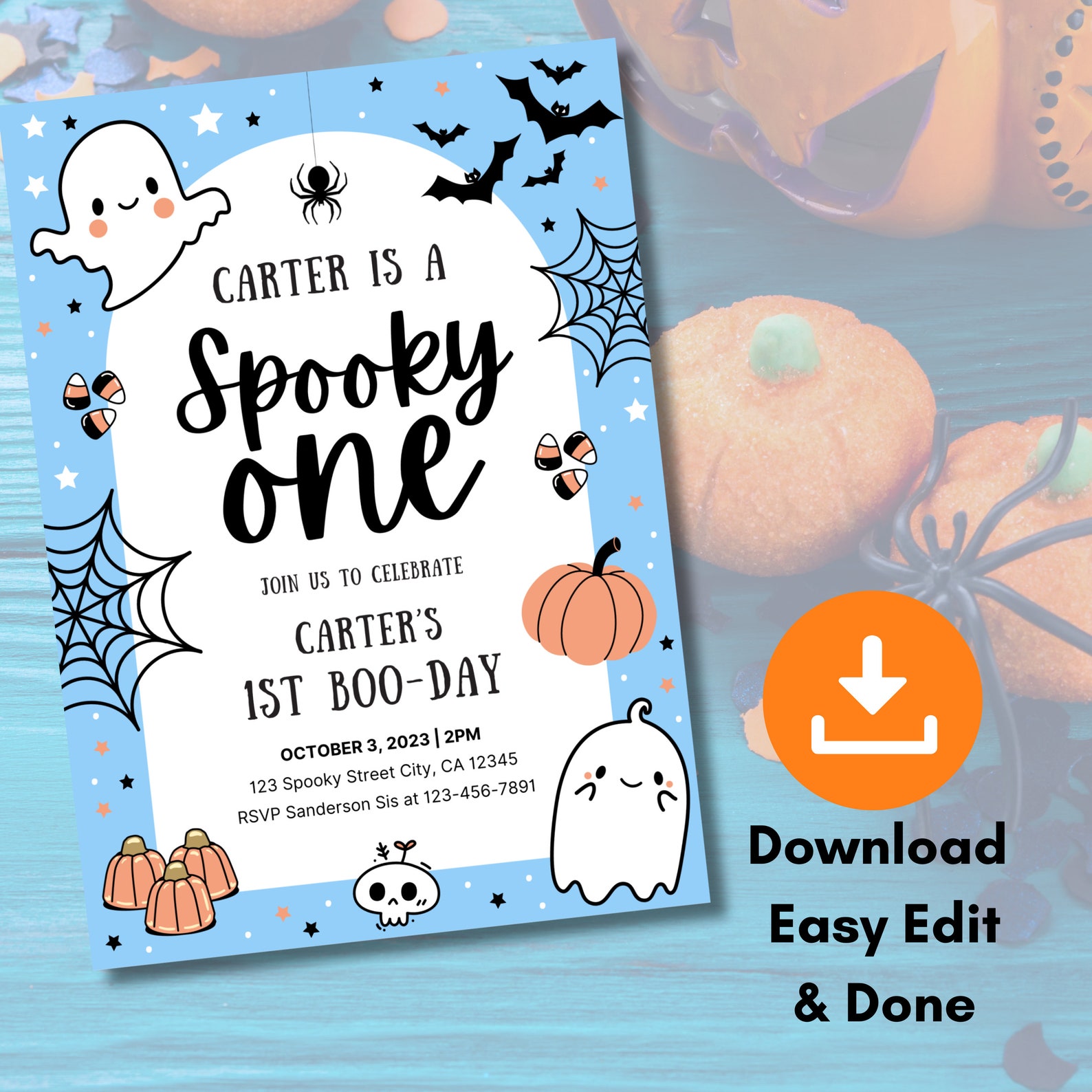 Spooky One Birthday Invitation, Editable First Birthday, Halloween ...