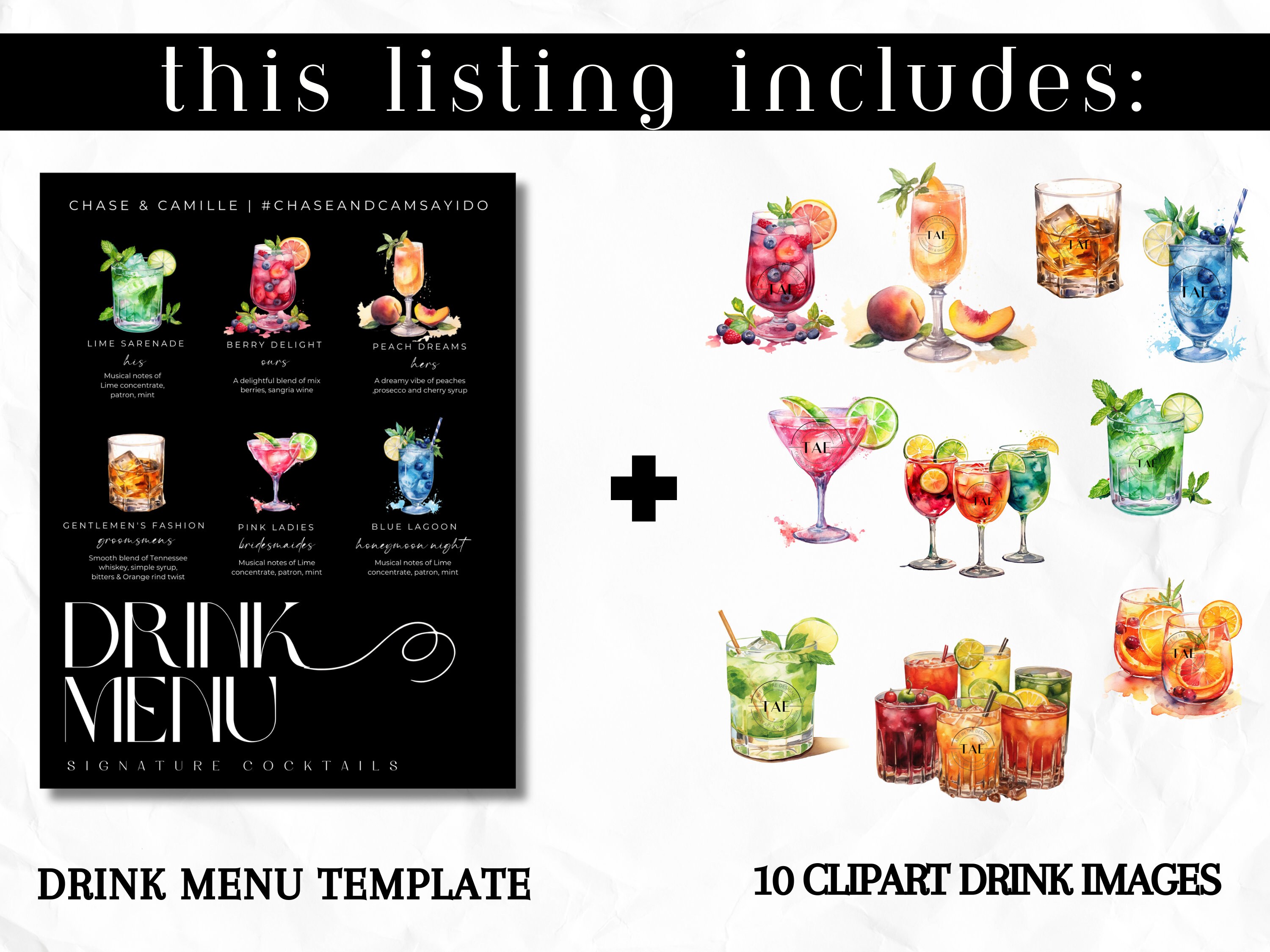 Minimalist Signature Drink Sign, Printable Drink Sign for Wedding ...