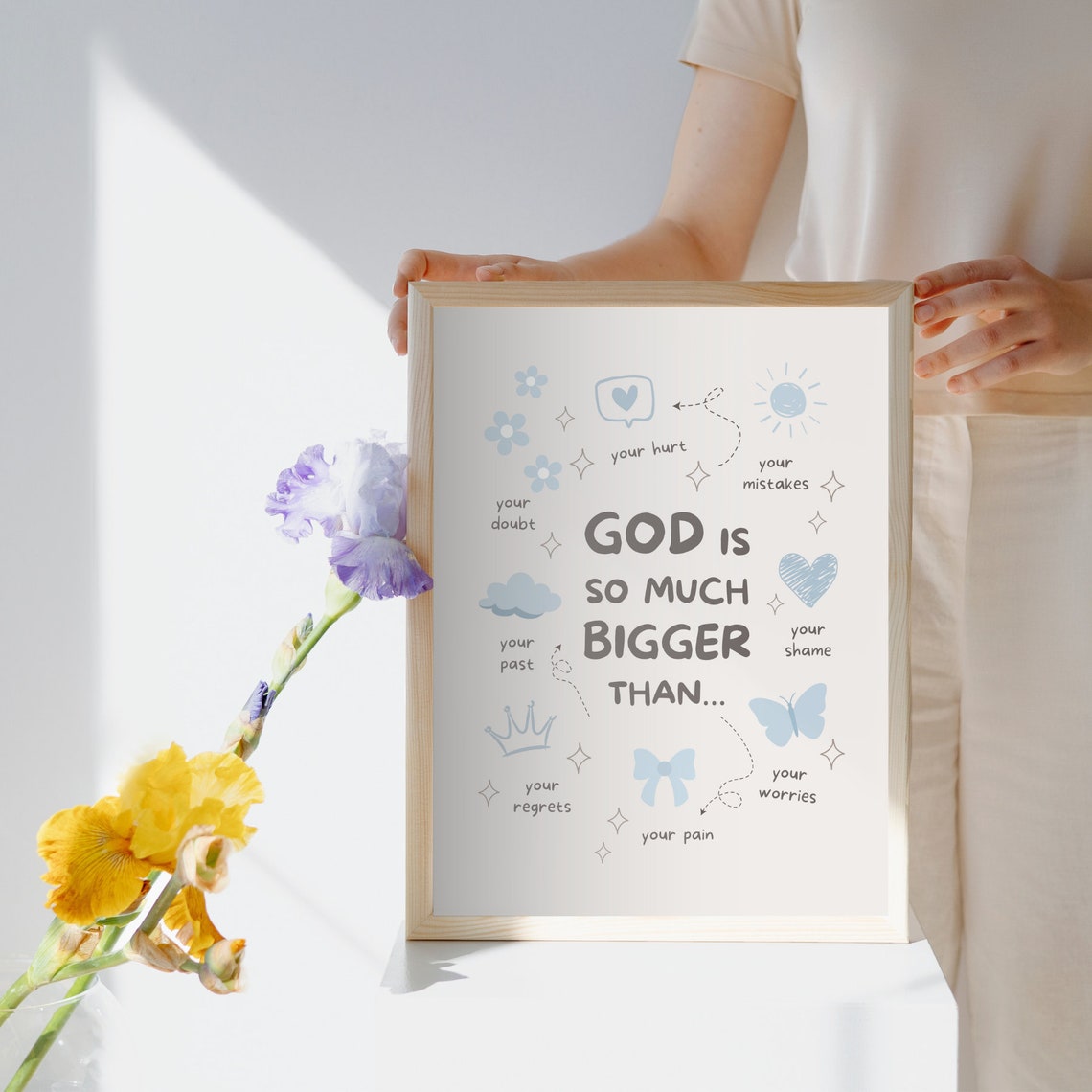 God is so Much Bigger Than Christian Wall Art Print, Encouraging ...