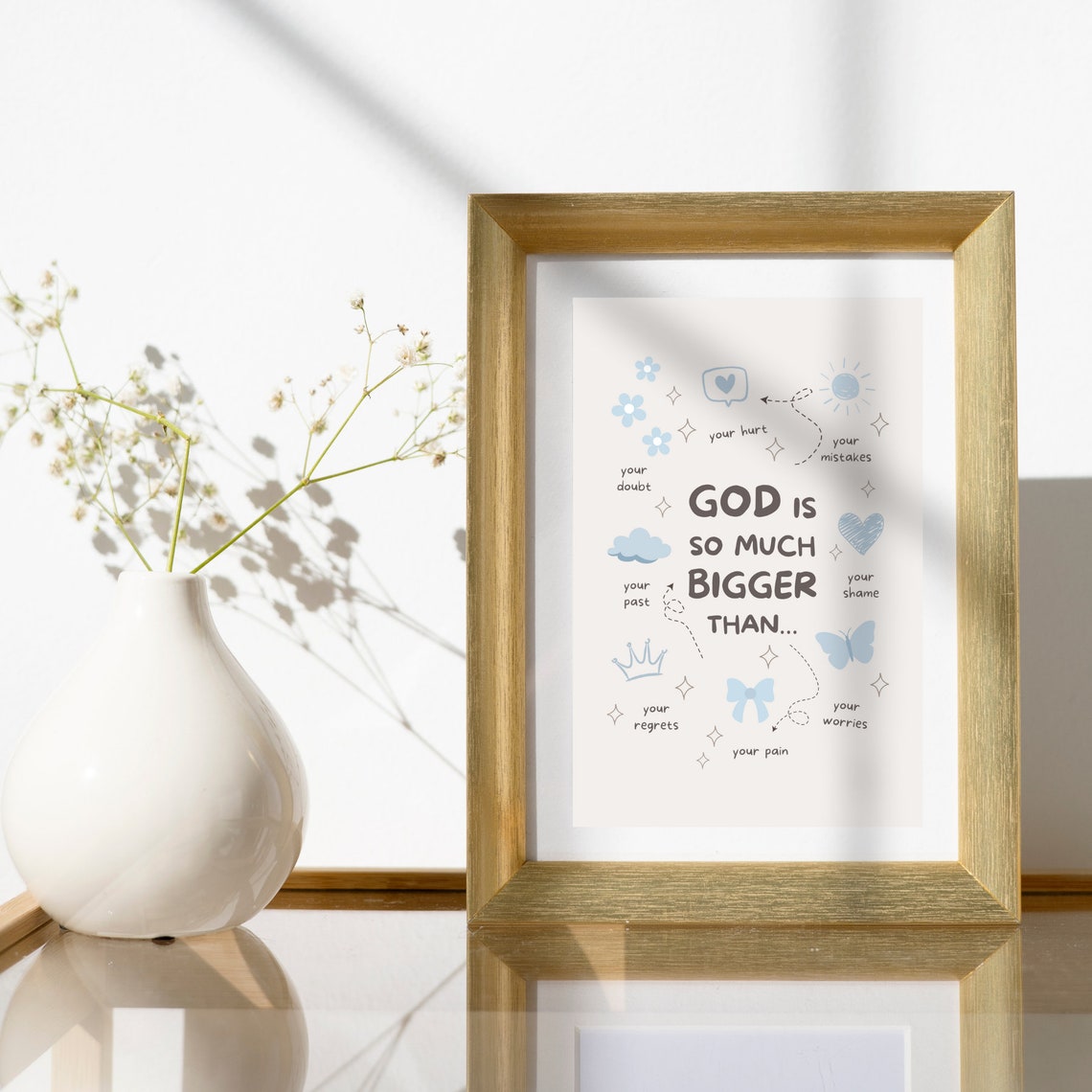 God is so Much Bigger Than Christian Wall Art Print, Encouraging ...