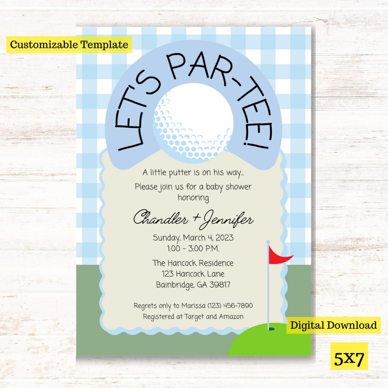 Printable Golf Baby Shower Invitation Template, Let's Par-tee Baby ...