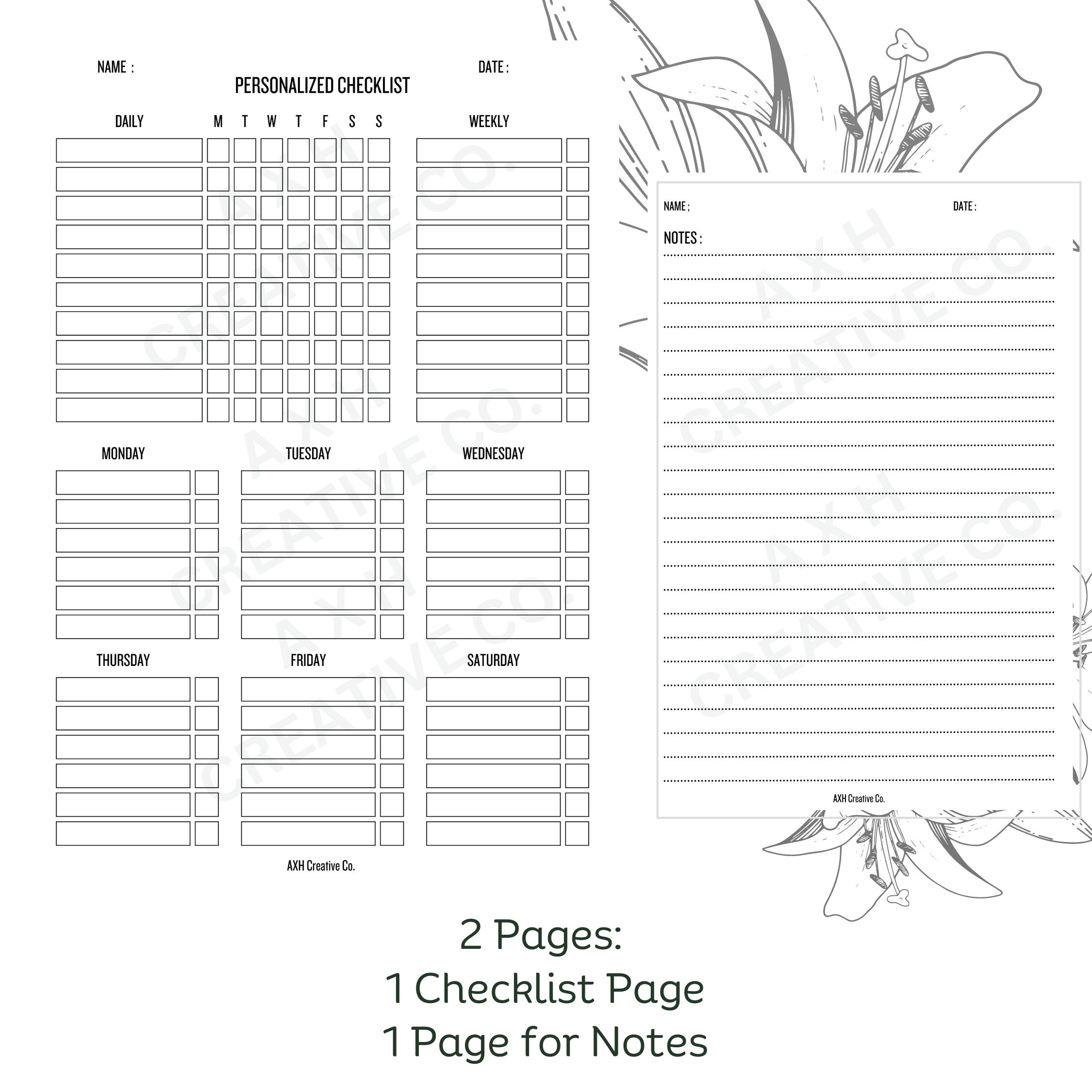 Personalized All-purpose Checklist-printable Planner-customizable Task ...