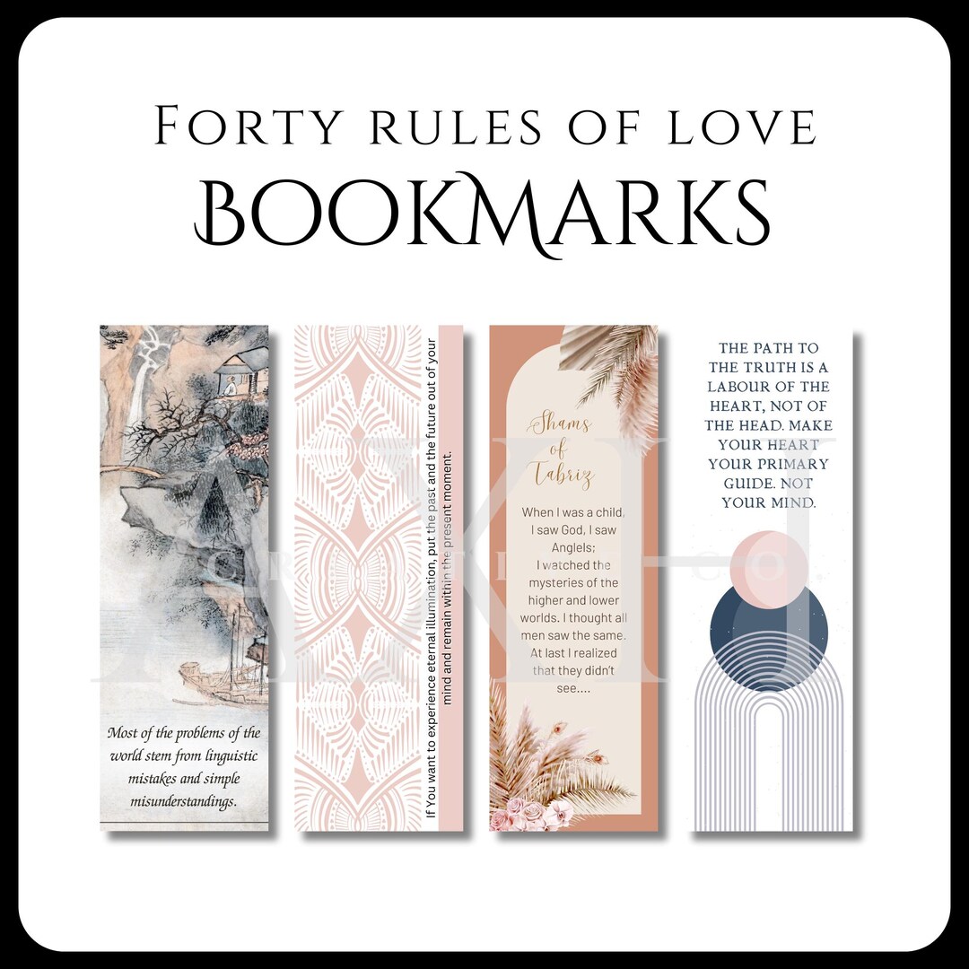 Printable Bookmarks | Inspired by the Forty Rules of Love | Bookmarks ...