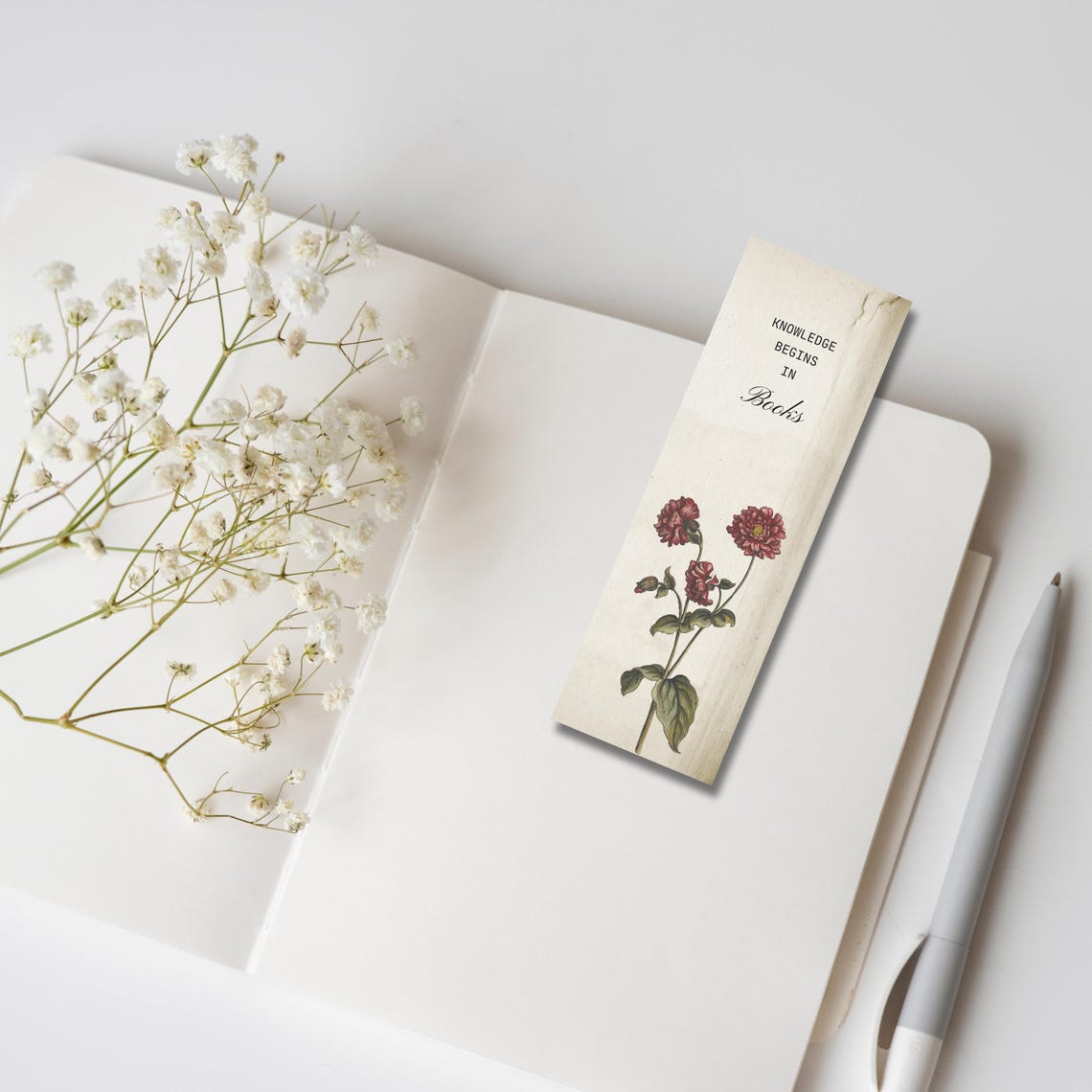 Printable Bookmarks | Books and Flowers | Set of 4 | Reading is ...