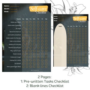 Self Care Checklist – Printable Self Care Checklist, Daily Self Care ...