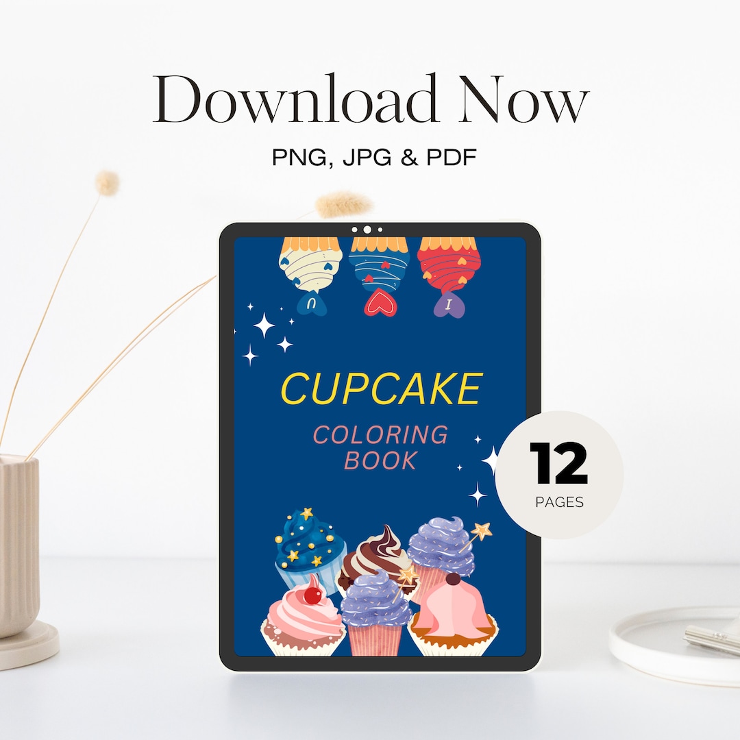Digital Download - PDF Cupcake Coloring Book - Cupcake Coloring Pages ...