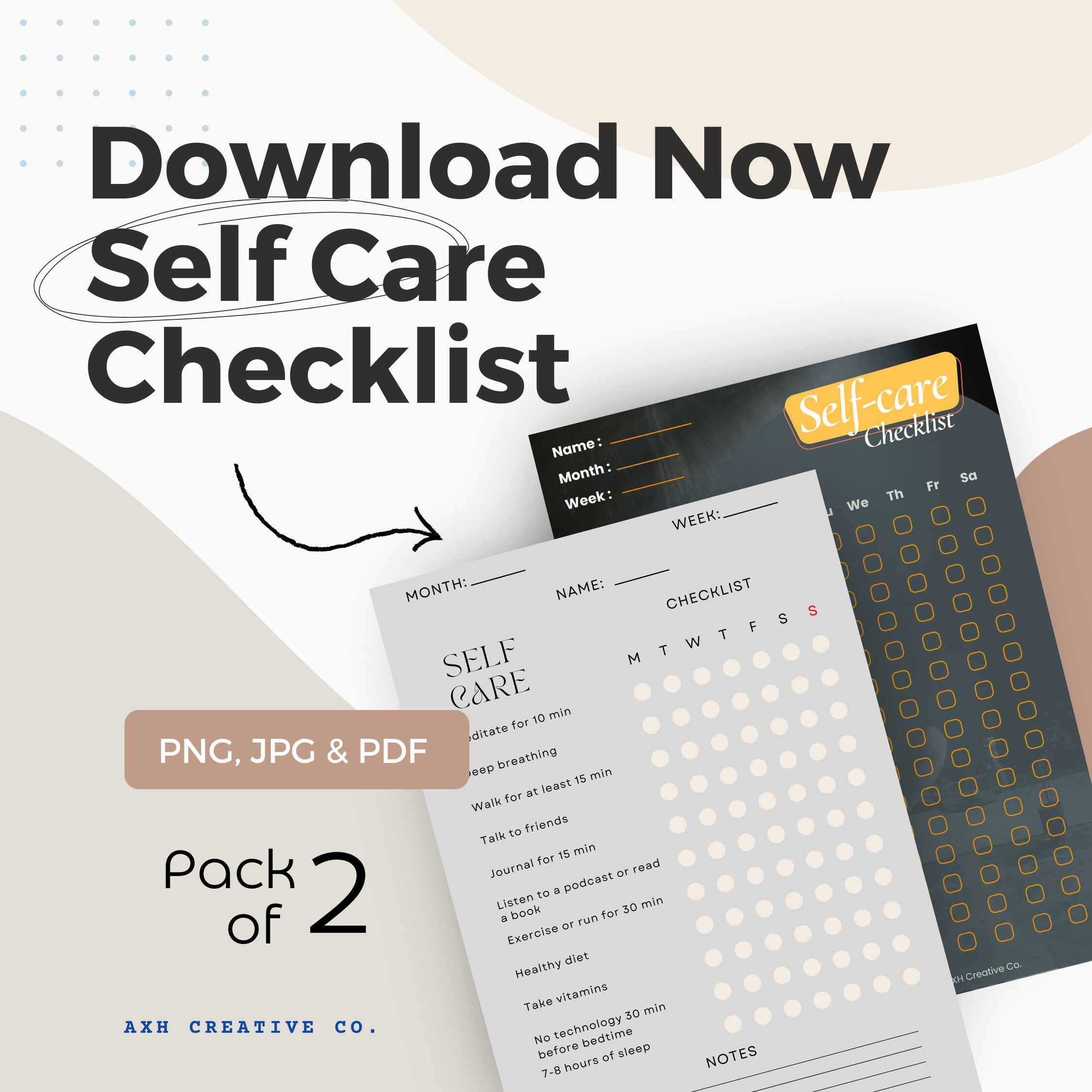 Self Care Checklist – Printable Self Care Checklist, Daily Self Care ...