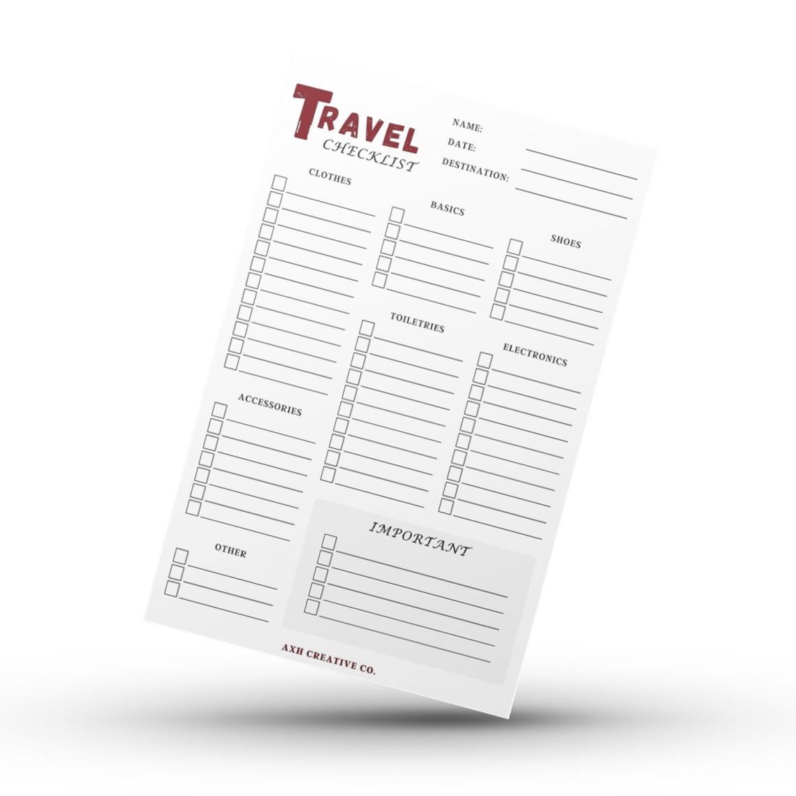 Travel Packing Checklist-printable Travel Checklist-vacation Planner ...
