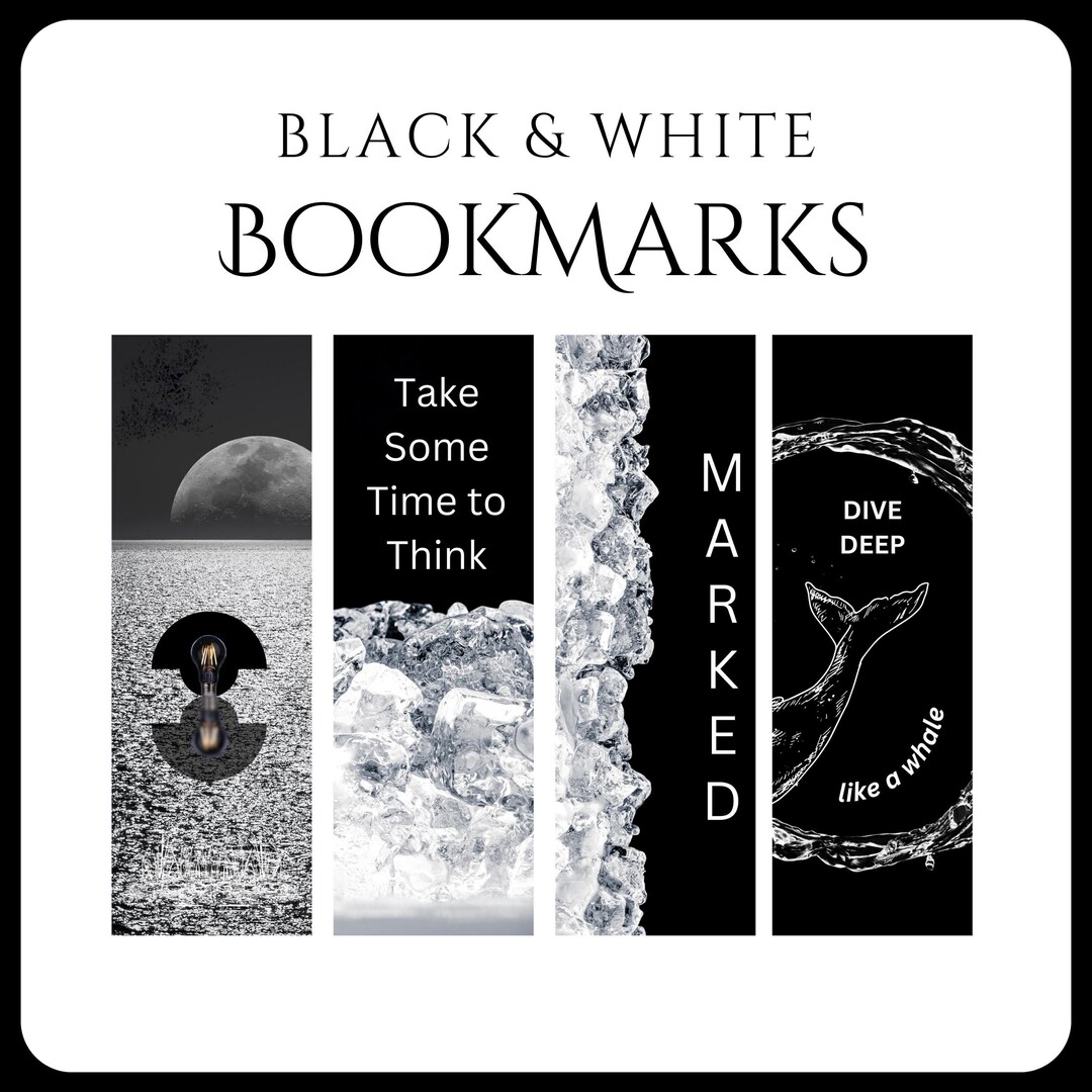 Black and White Bookmarks Set of 4-books Accessories-trendy Bookmarks ...