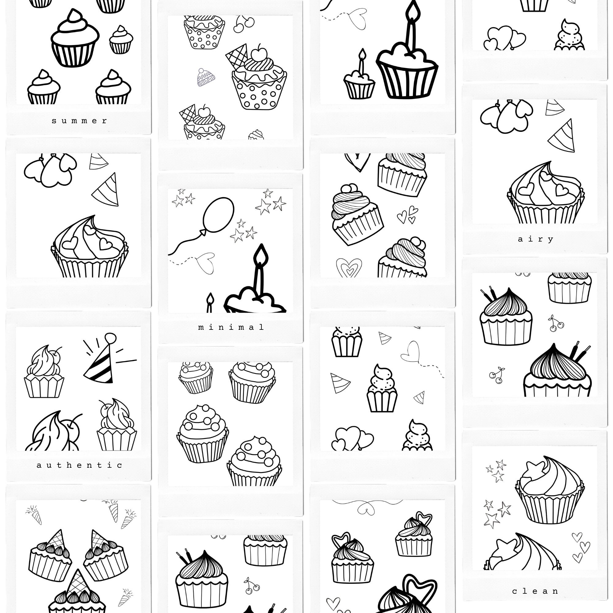 Digital Download - PDF Cupcake Coloring Book - Cupcake Coloring Pages ...