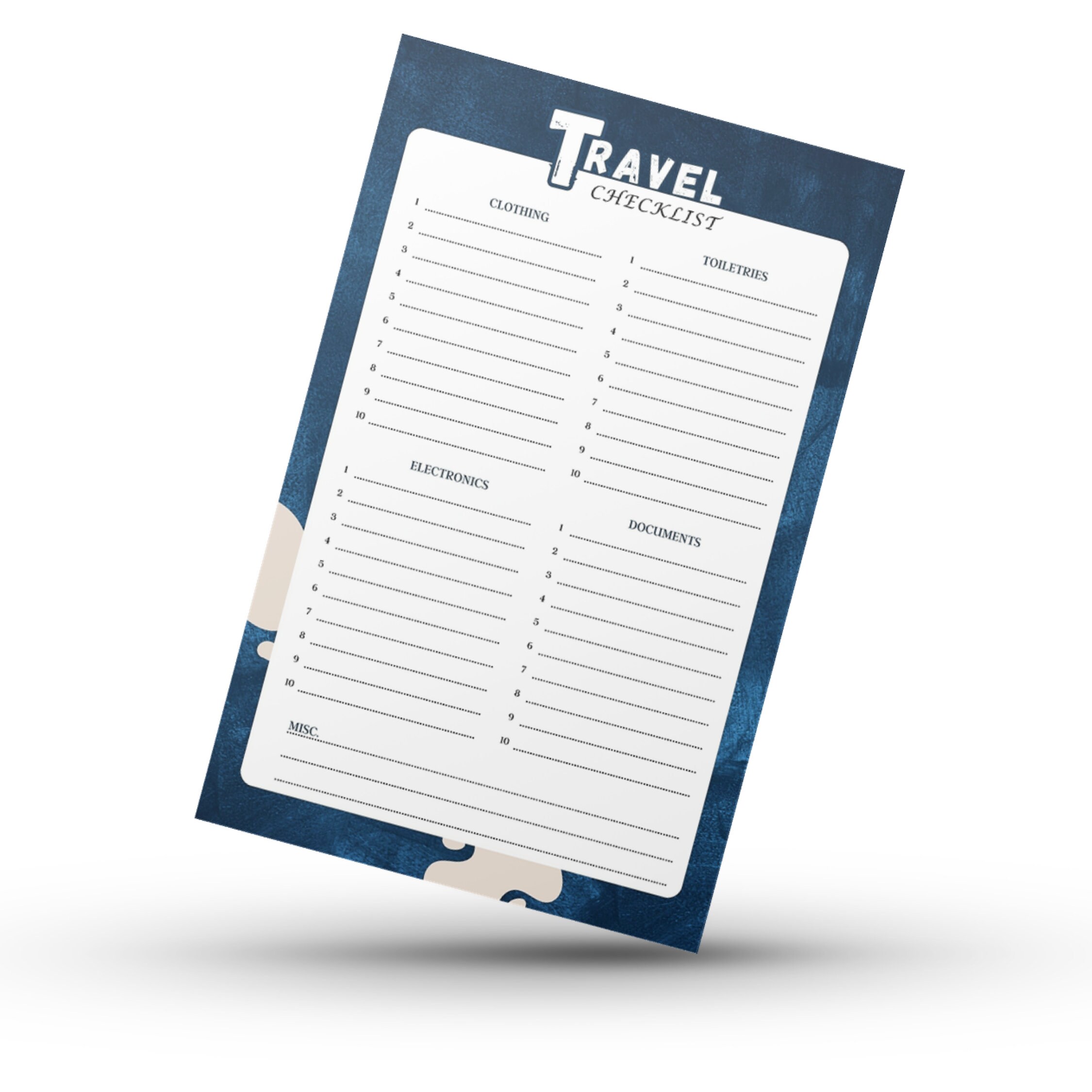 Travel Checklist-printable Travel Packing Checklist-vacation Planner ...