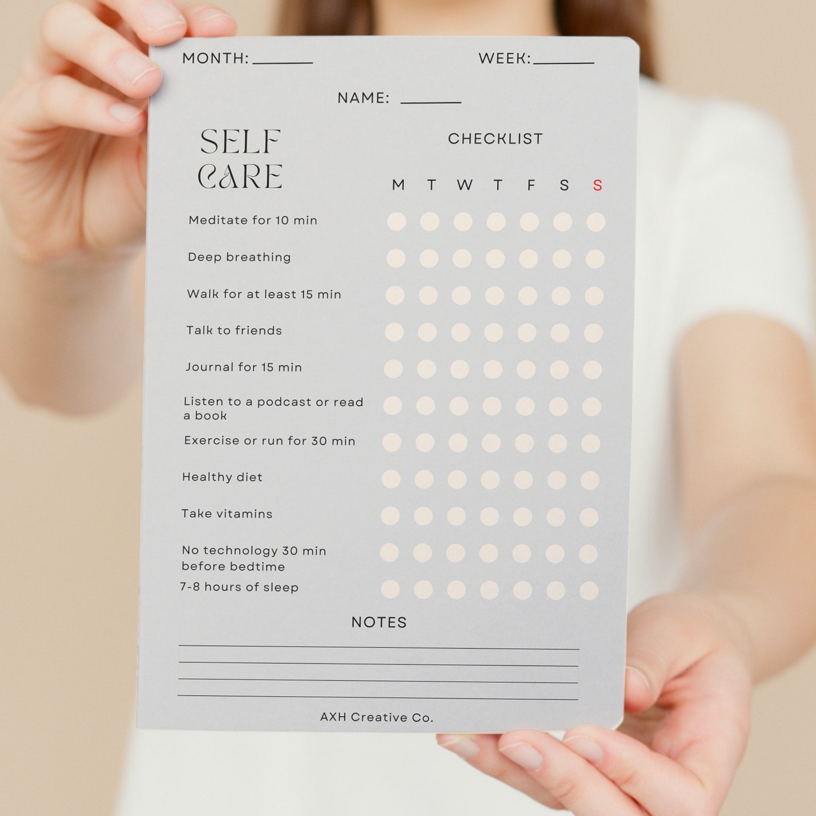 Self Care Checklist Printable Self Care Checklist Daily Self Care
