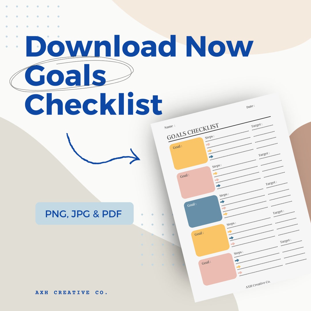 Goal Planning Checklist With Extra Page for Notes–printable Goal ...