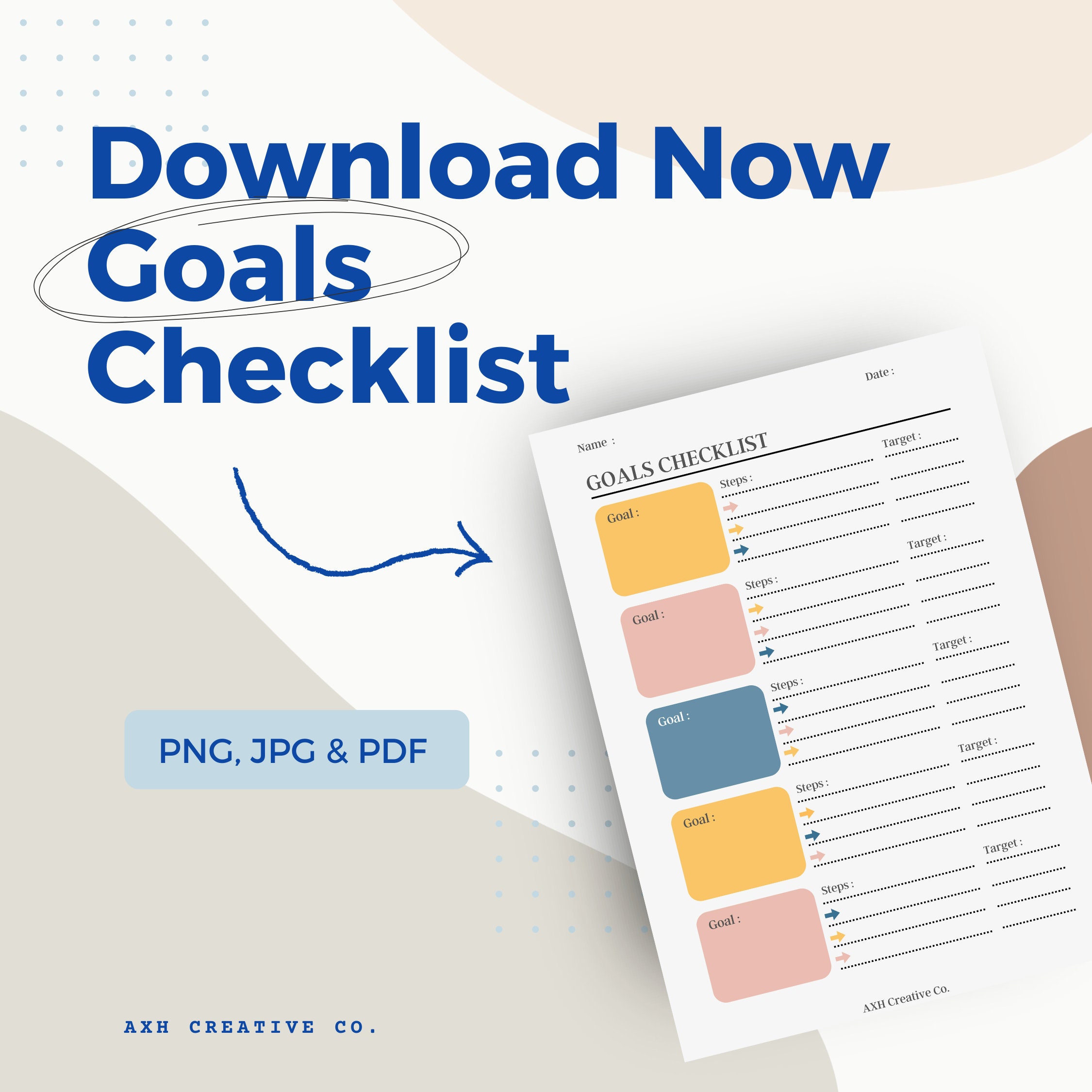 Goal Planning Checklist With Extra Page for Notes–printable Goal ...
