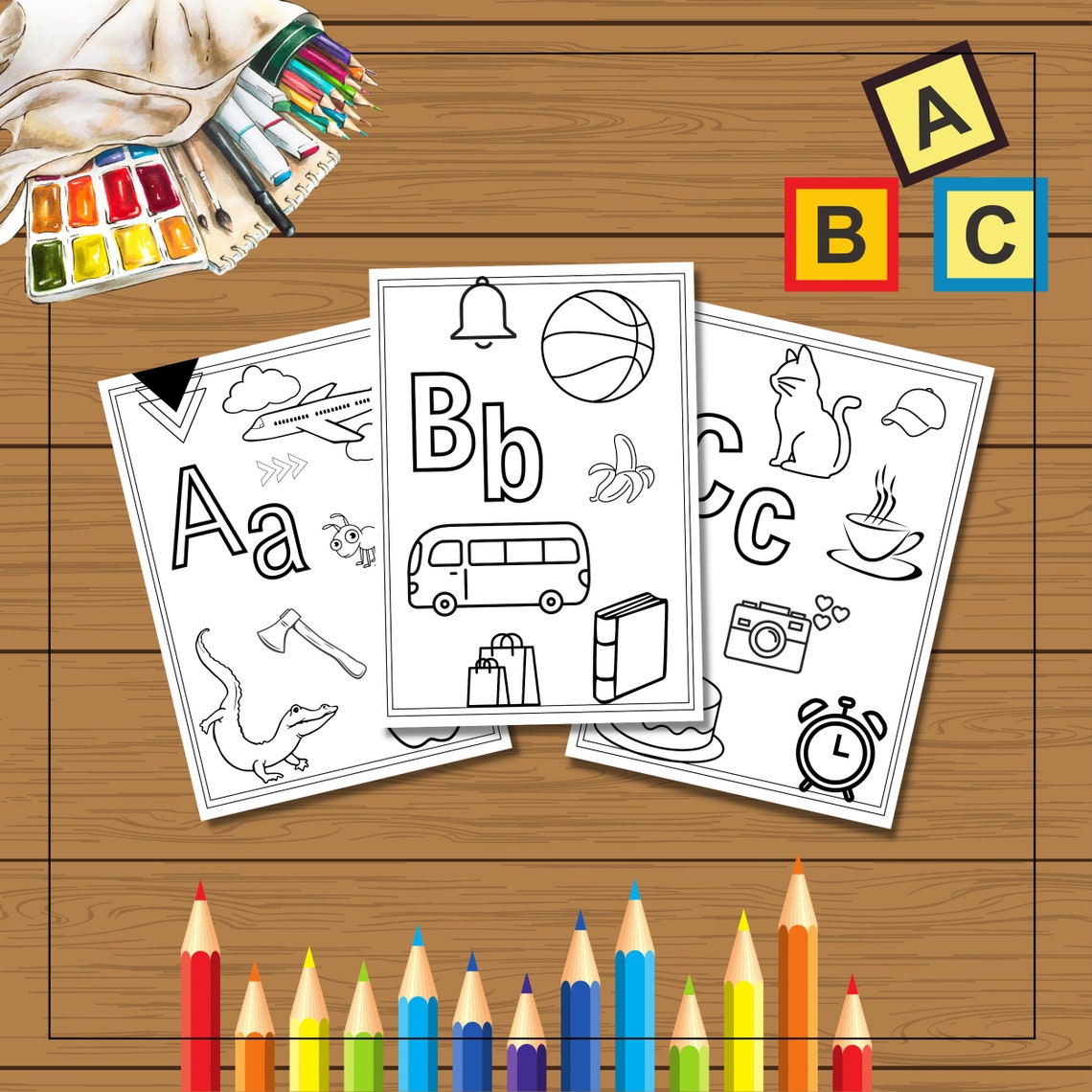 Printable ABC Book, DIY Baby Alphabet Book, Baby's First Alphabet Book ...