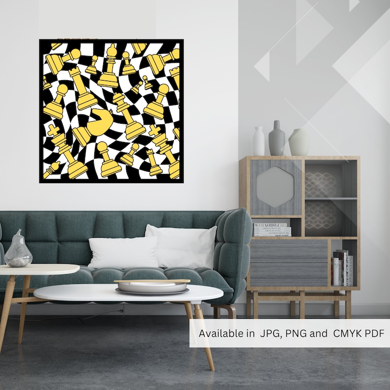 Digital Chess Wall Art - Printable Home Decor - Stylish Living Room ...