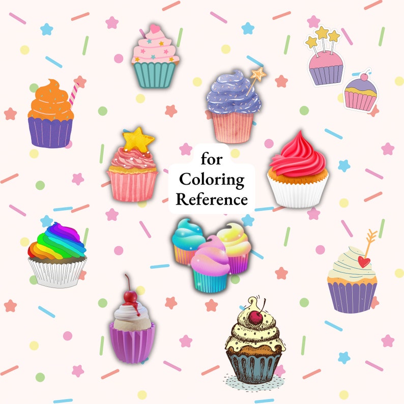 Digital Download - PDF Cupcake Coloring Book - Cupcake Coloring Pages -instant Download Cupcake ...