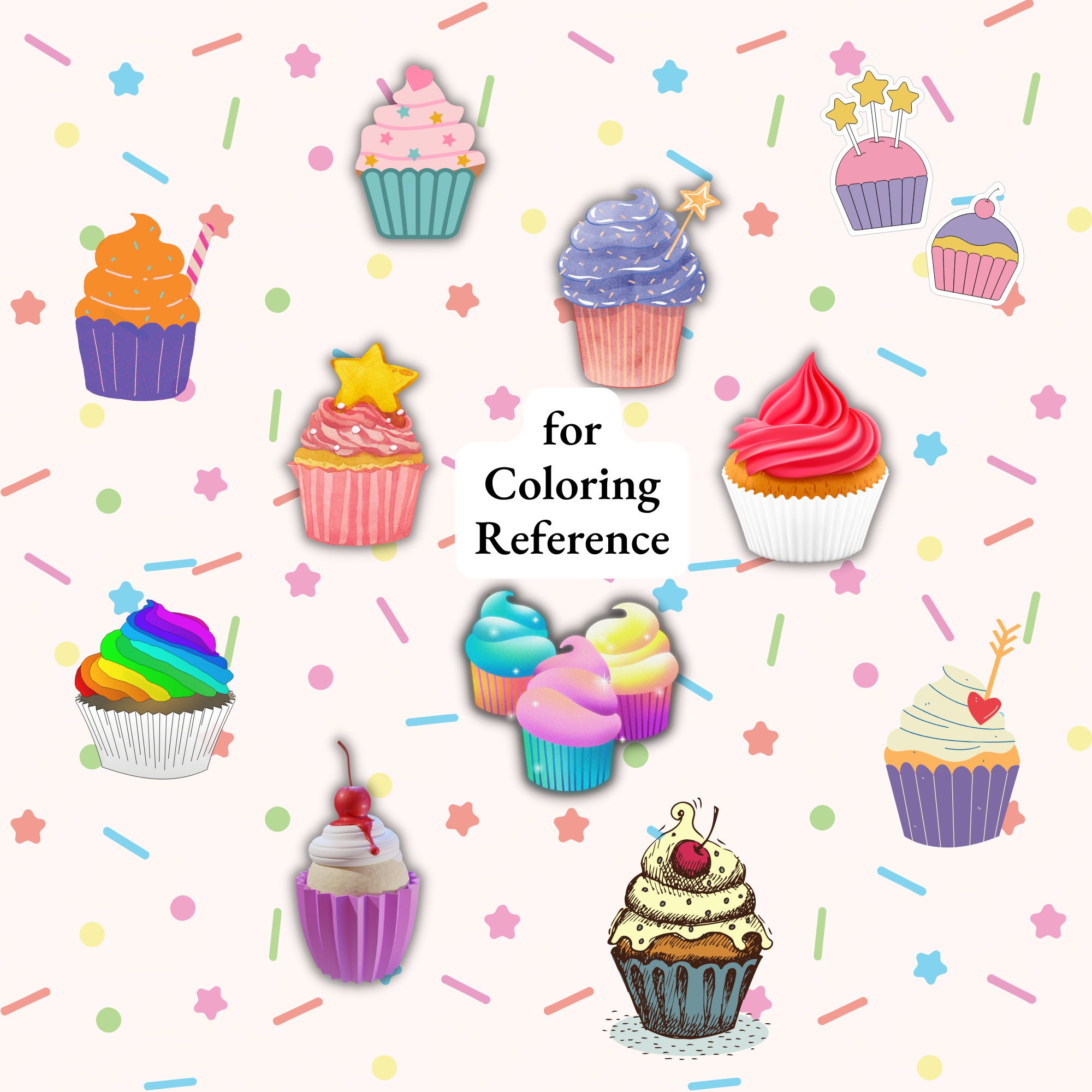 Digital Download - PDF Cupcake Coloring Book - Cupcake Coloring Pages ...