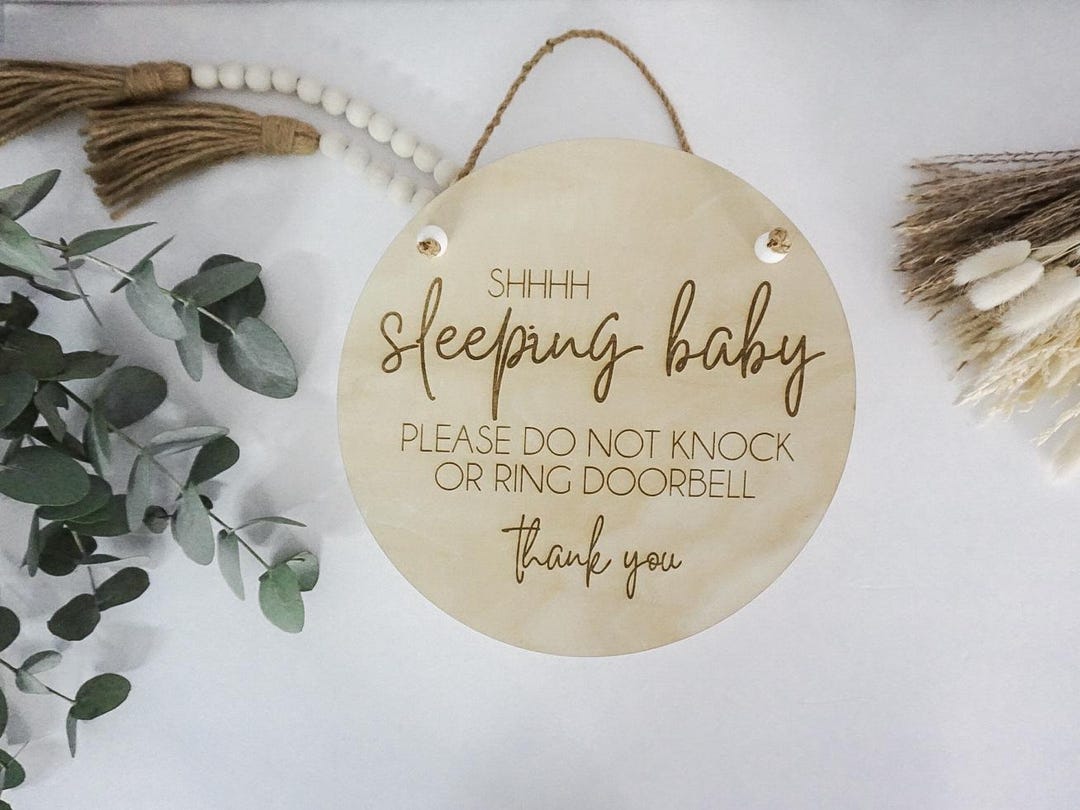 Shhh Baby is Sleeping Sign – Wood Round Nursery Door Sign - Etsy
