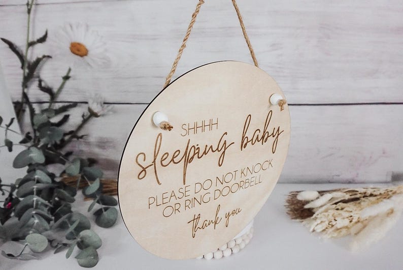 Shhh Baby is Sleeping Sign – Wood Round Nursery Door Sign - Etsy