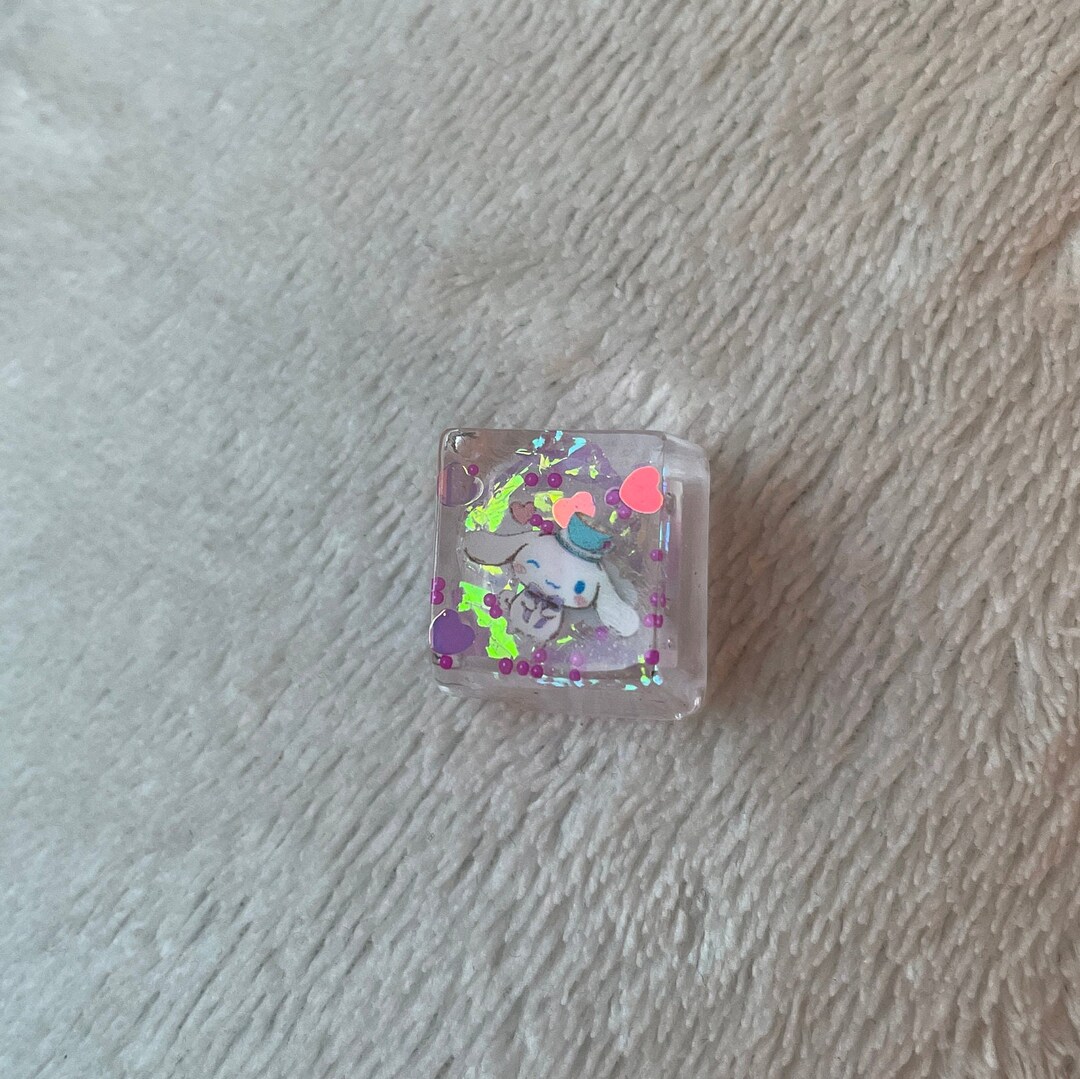 Resin Keycap Holographic Pink Glitter Heart Character - Etsy