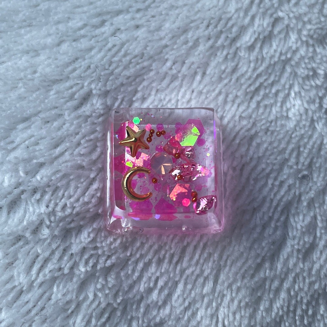 Resin Keycap Pink Glitter Moon Star - Etsy