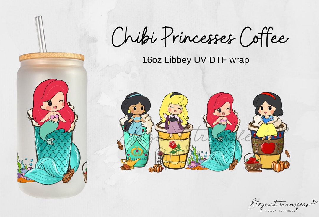 Chibi Princesses Coffee Cup Wrap uv Dtf 16oz Libbey Glass - Etsy