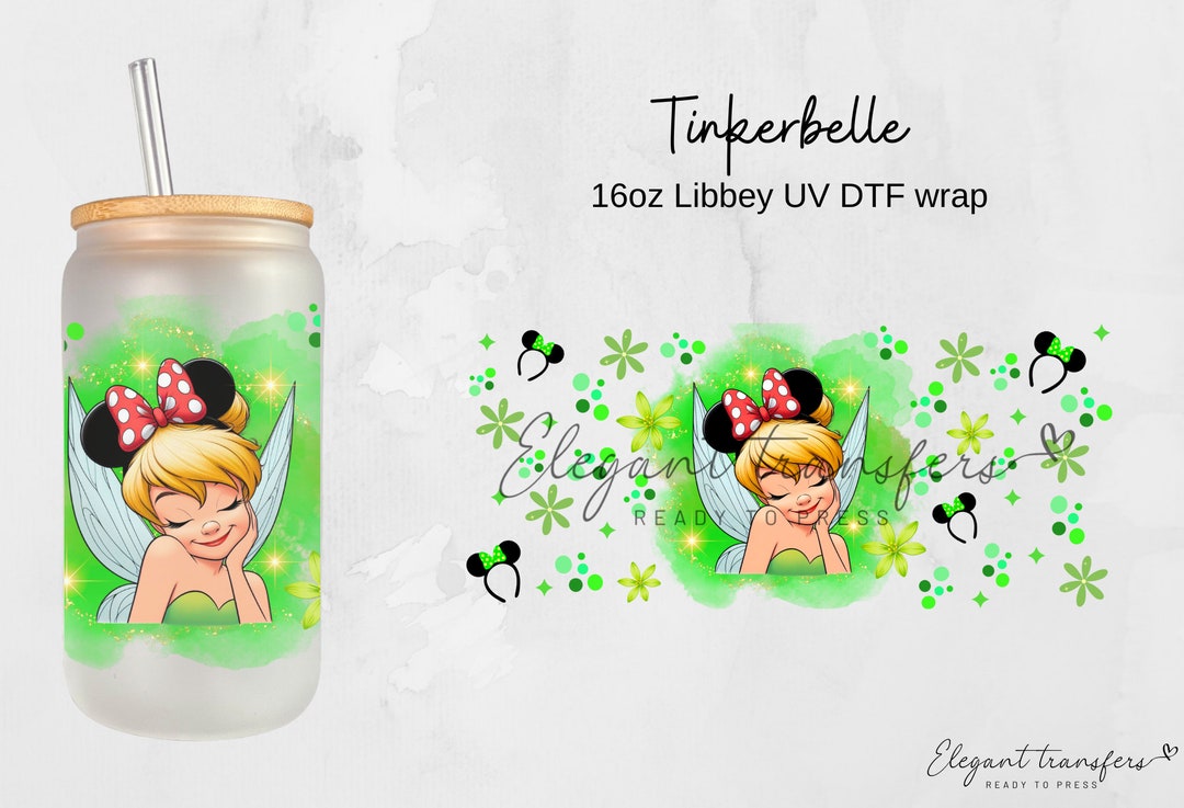 Tinkerbell Wrap UV DTF 16oz Libbey Glass Can Ready to Apply Physical ...