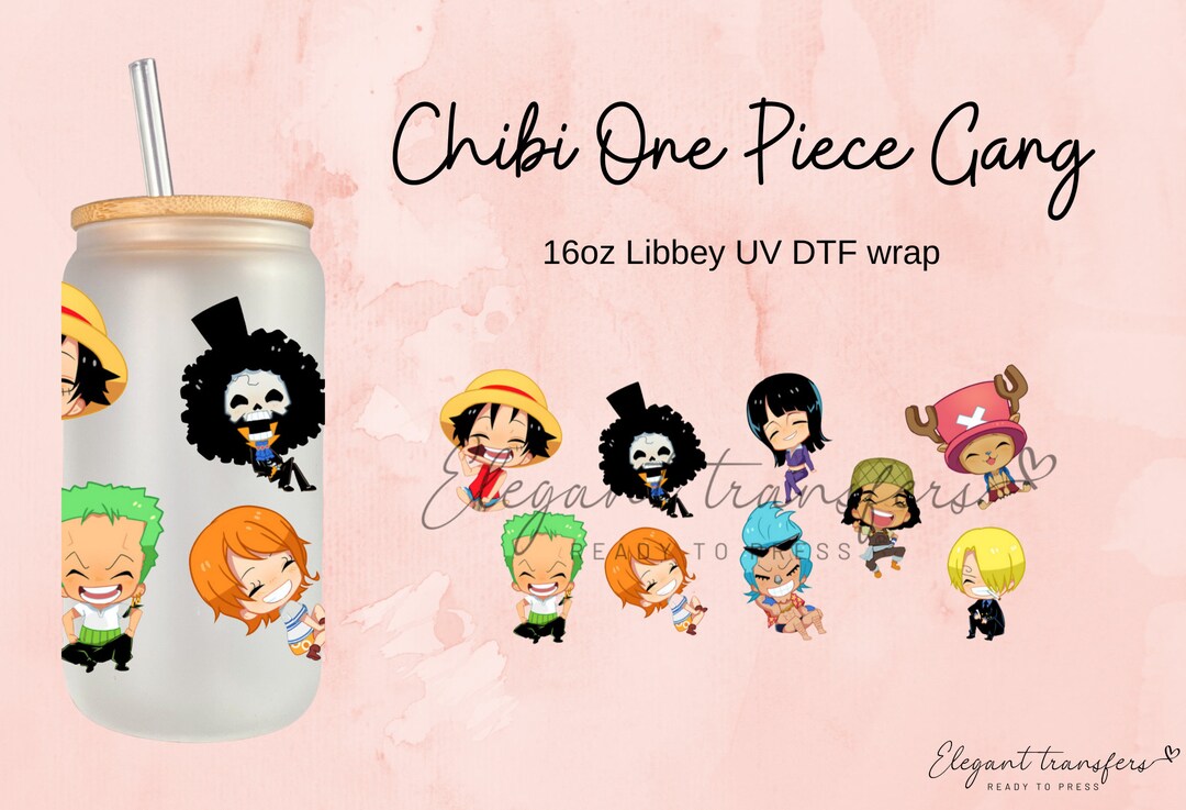 Chibi Anime Pirates UV DTF 16oz Libbey Glass Can Ready to Apply ...