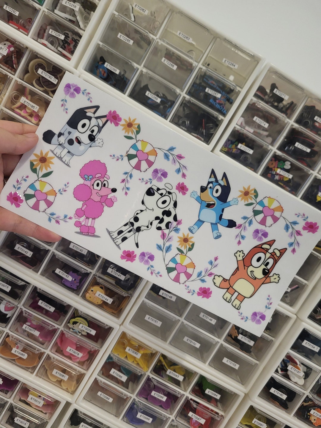 Bluey & Friends Spring Wrapuv DTF 16oz Libbey Glass Can Ready to Apply ...