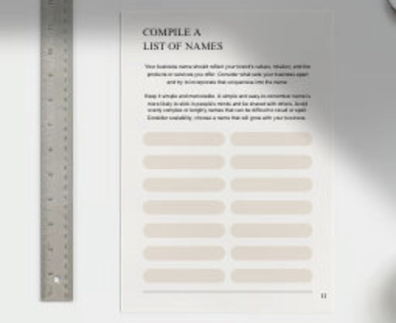 Business Name Checklist Printable PDF Editable Workbook Template How to ...