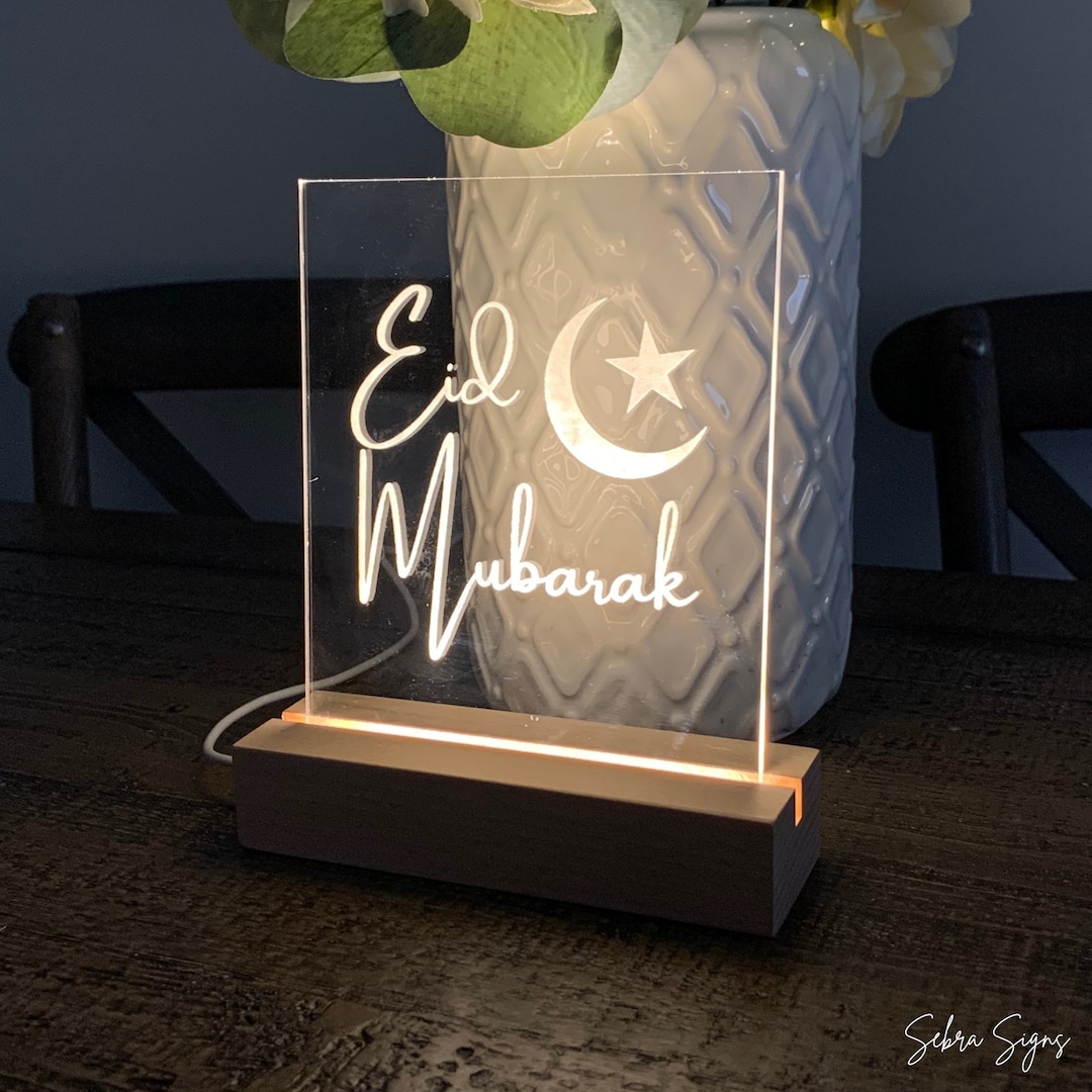 Eid Mubarak Sign | LED Acrylic Light | Islamic Table Decor | Muslim Eid ...