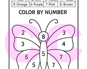 Butterfly Color by Number Worksheet | Spring Preschool Activity | Easy ...