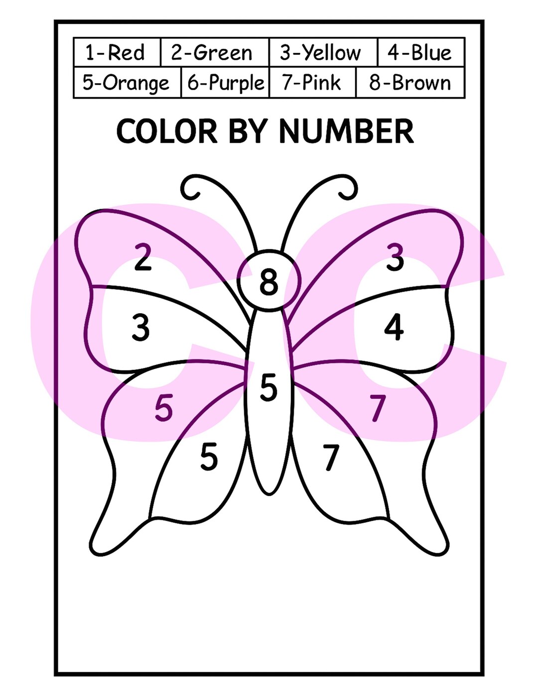 Butterfly Color by Number Worksheet | Spring Preschool Activity | Easy ...