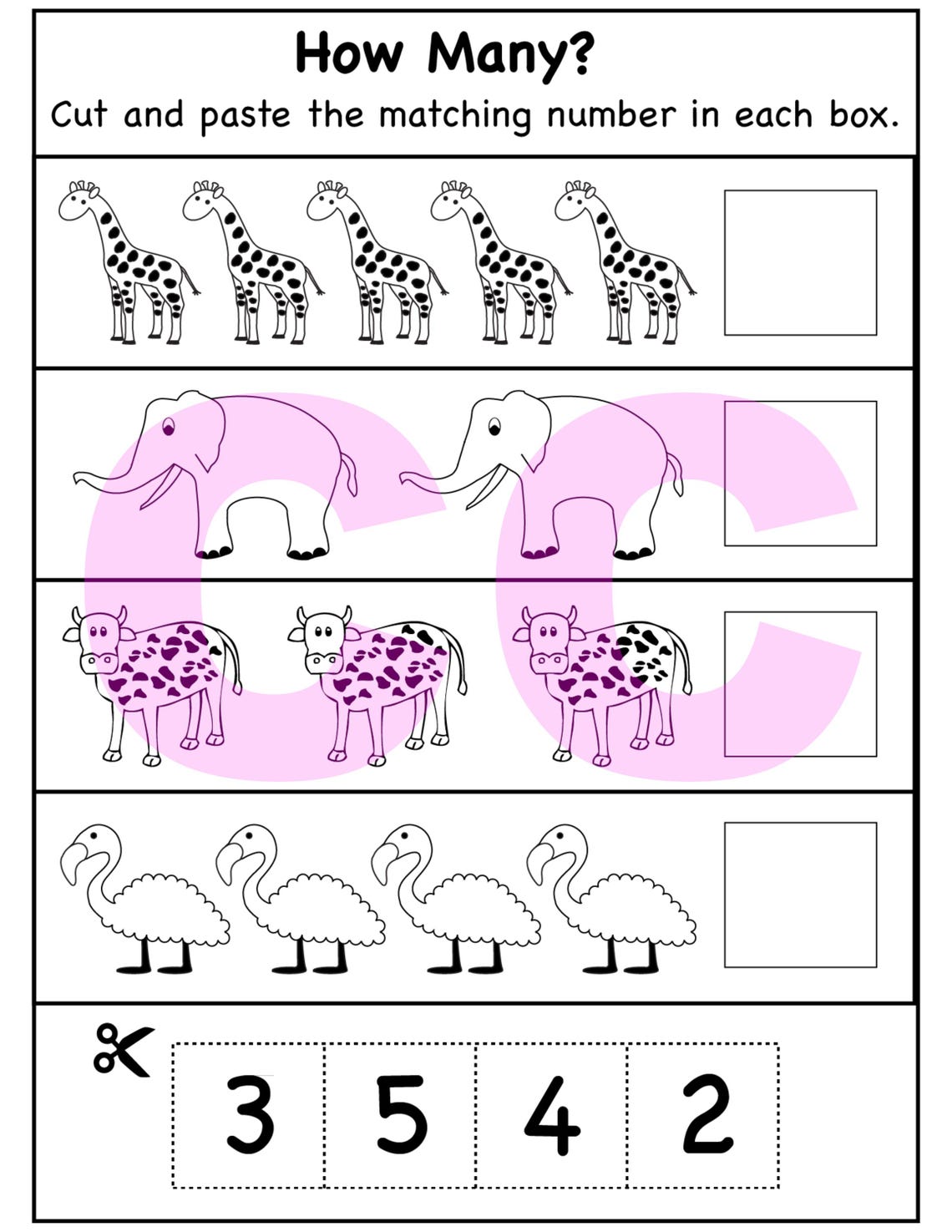 Count How Many Worksheet – Cut and Paste Number 1 Activity for ...