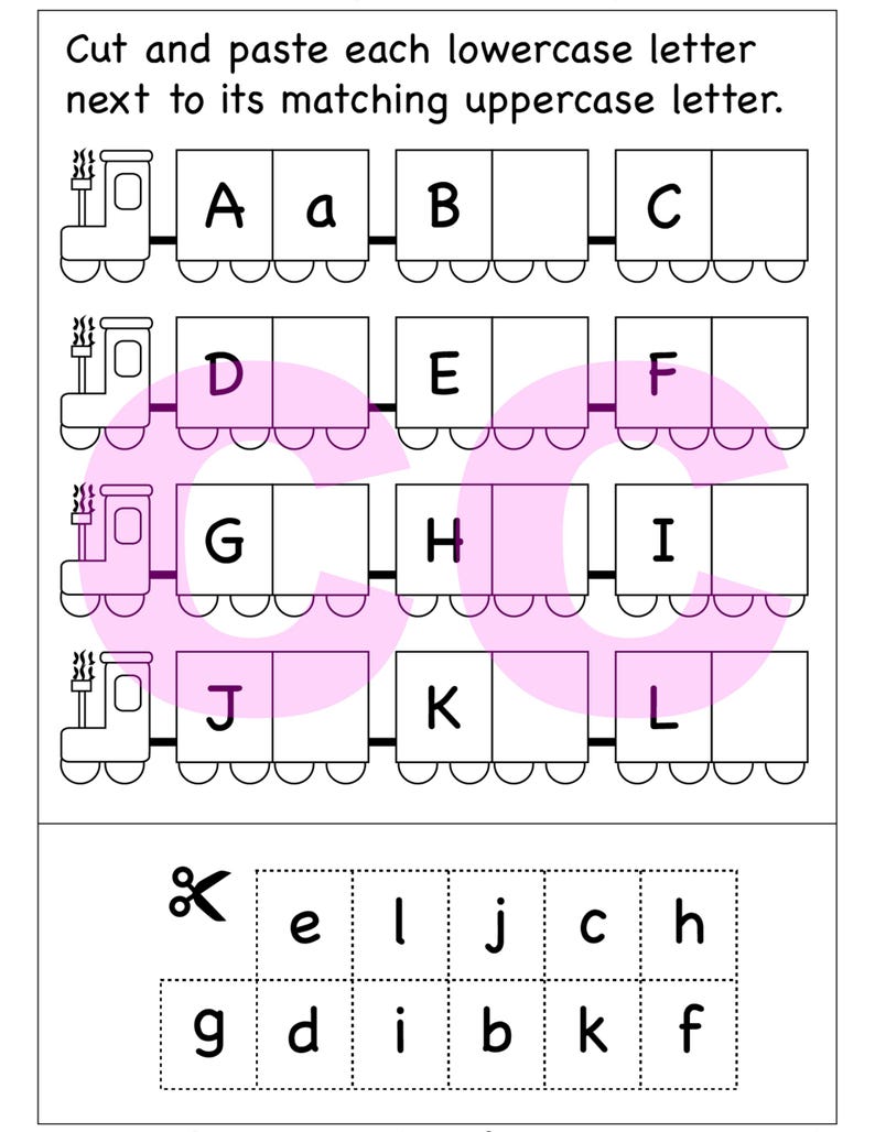 Uppercase and Lowercase Letter Cut and Paste Worksheets | Alphabet ...