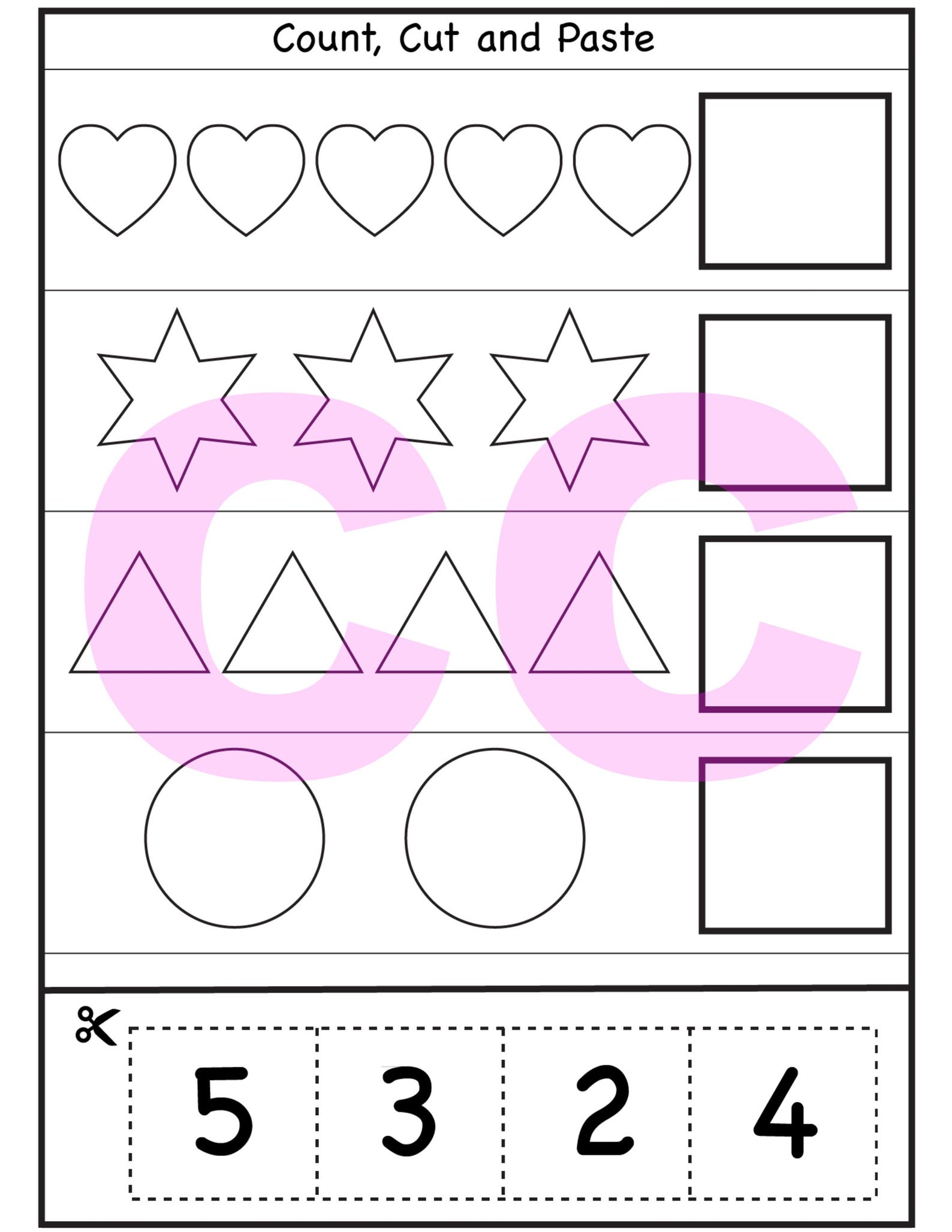 Cut and Paste Worksheets for Preschool & Kindergarten, Fine Motor ...