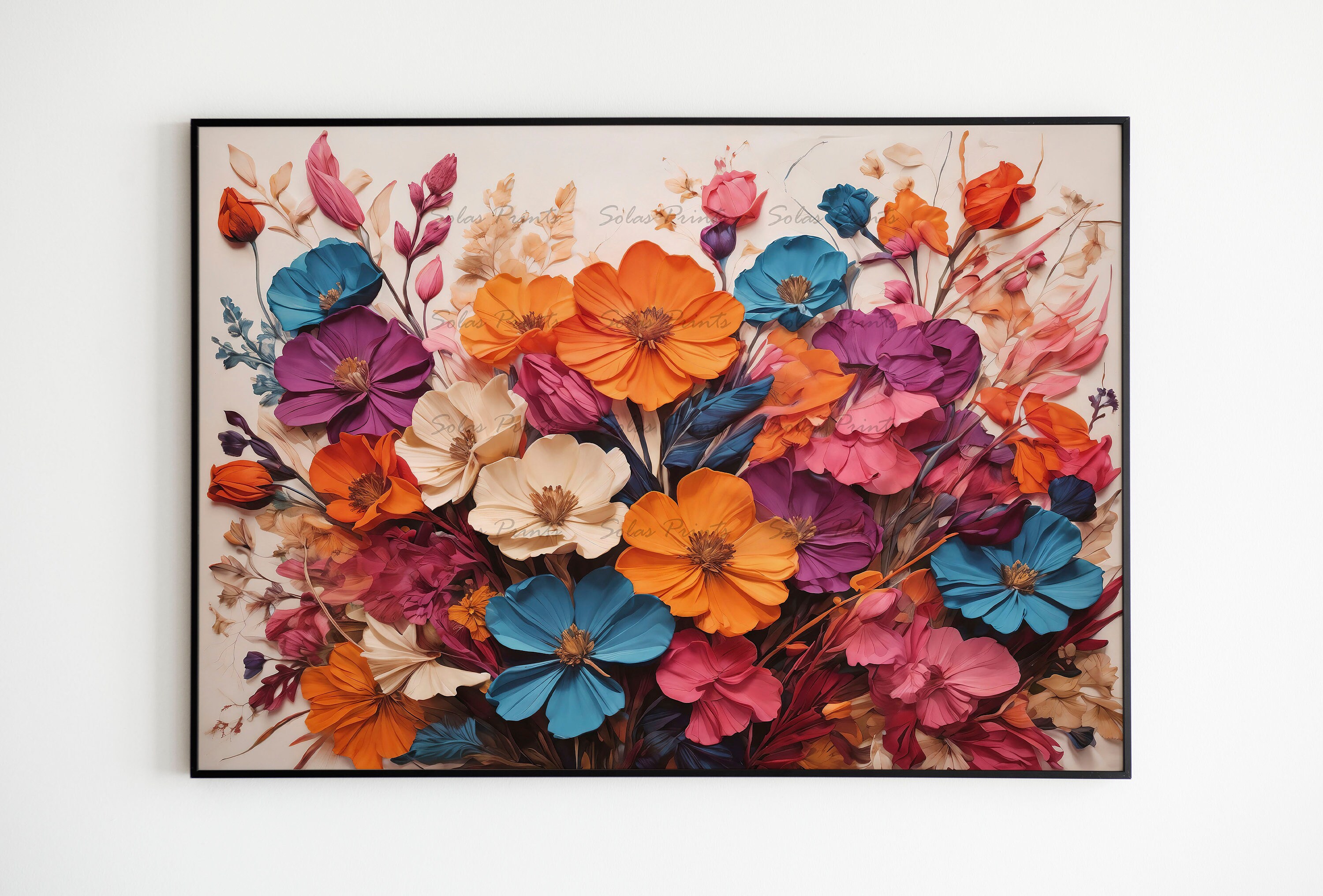 Pressed Flower Painting Downloadable Art Modern Home Decor Watercolor ...