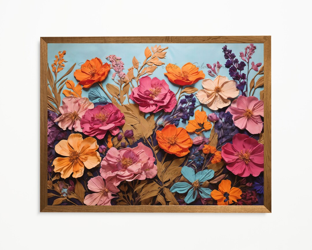 Pressed Flower Painting Downloadable Art Modern Home Decor Watercolor ...