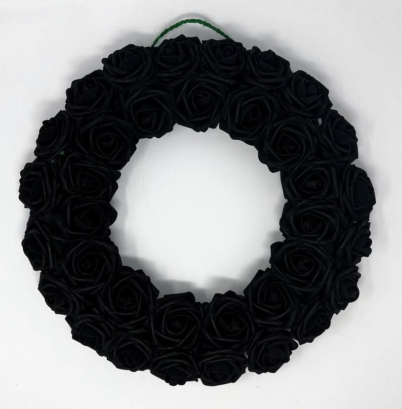 Jet Black Rose Wreath Circle Options Heart Options - Etsy