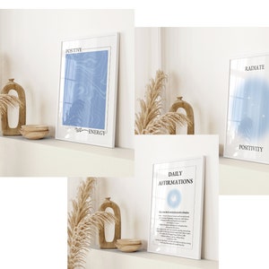 Blue Positive Aura Posters, Set of 3 Affirmation Poster, Spiritual Wall ...