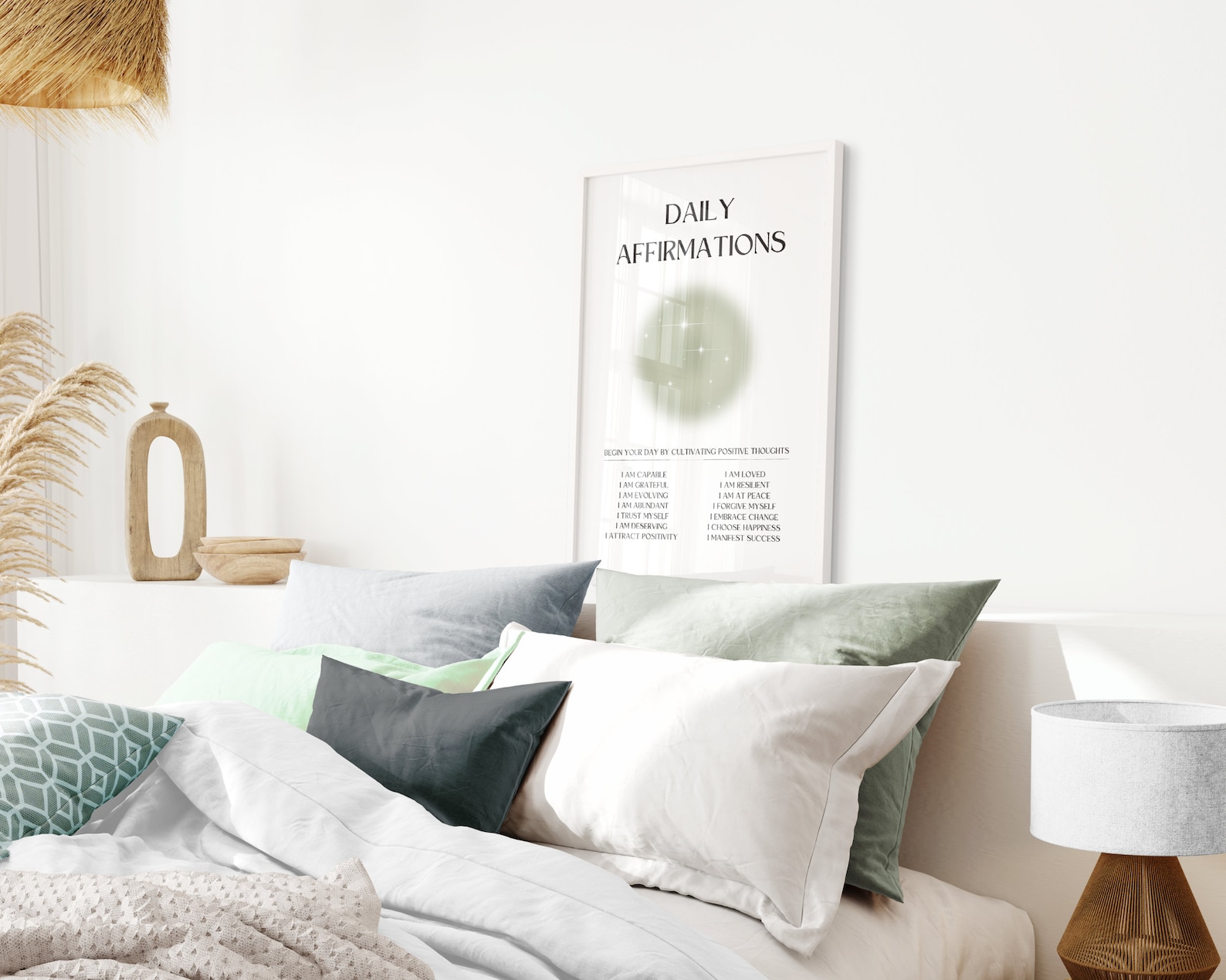 Sage Green Daily Affirmations Poster, Spiritual Aura Poster, Therapy ...