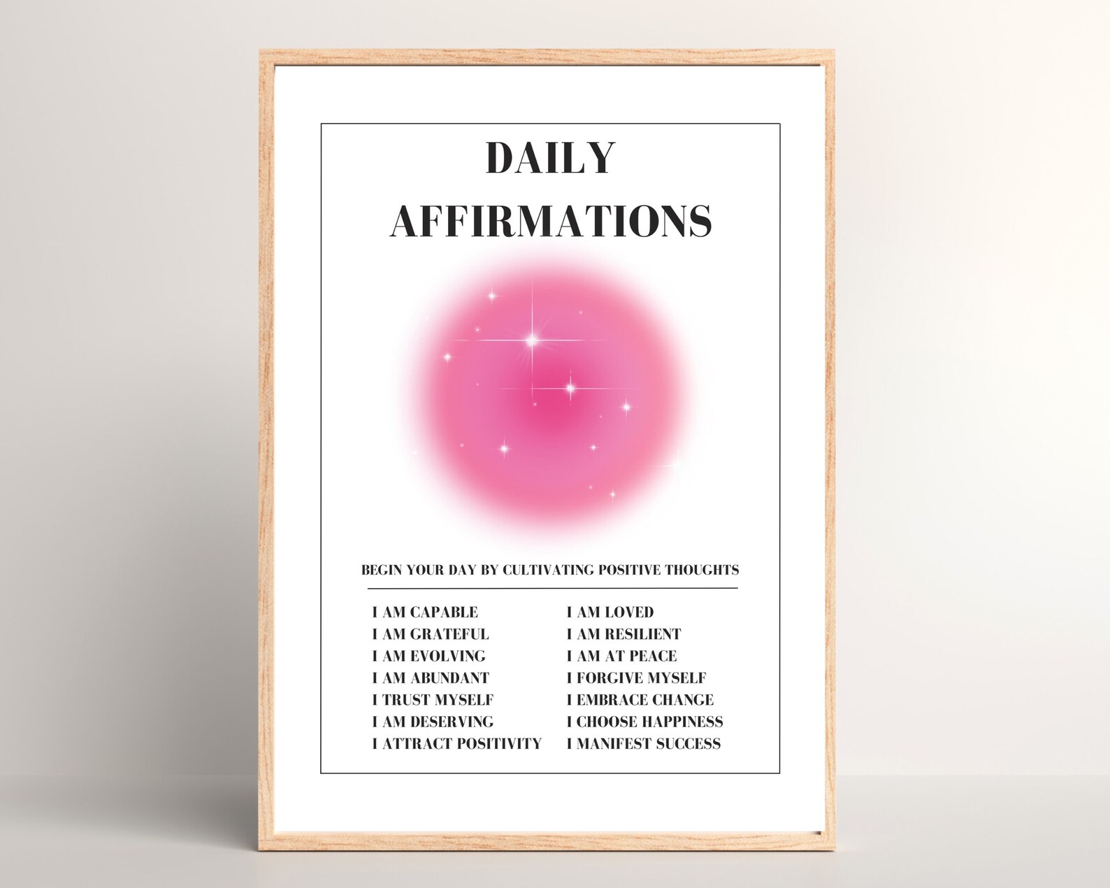 Pink Angel Aura Poster Set, Set of 3 Affirmation Poster, Spiritual Wall ...