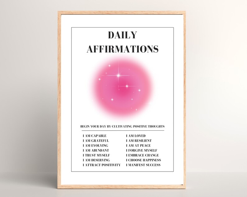 Pink Angel Aura Poster Set, Set of 3 Affirmation Poster, Spiritual Wall ...