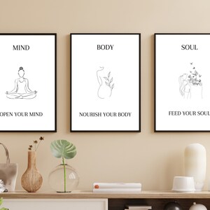Mind Body Soul, Set of 3 Aura Poster, Living Room Poster, Positive ...