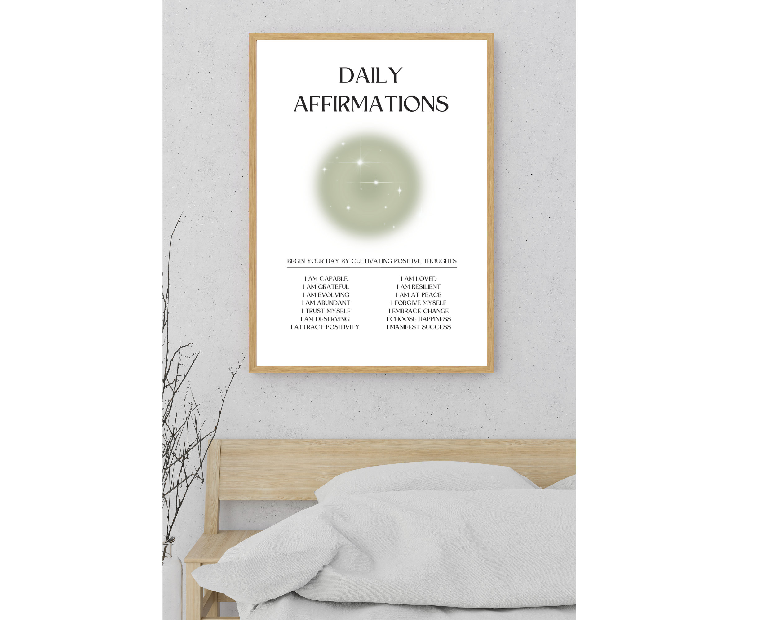 Sage Green Daily Affirmations Poster, Spiritual Aura Poster, Therapy ...